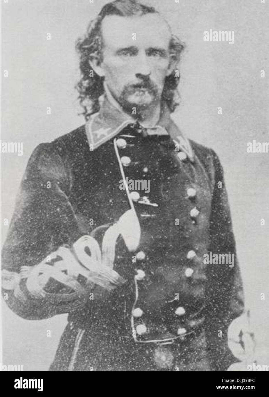 This historical portrait depicts General George Armstrong Custer in ...