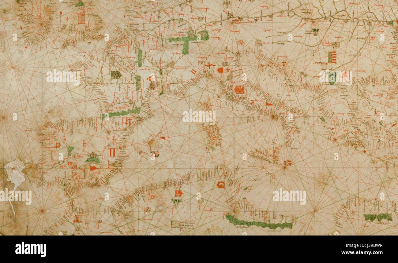A partial map from the year 1325, likely detailing geographical ...