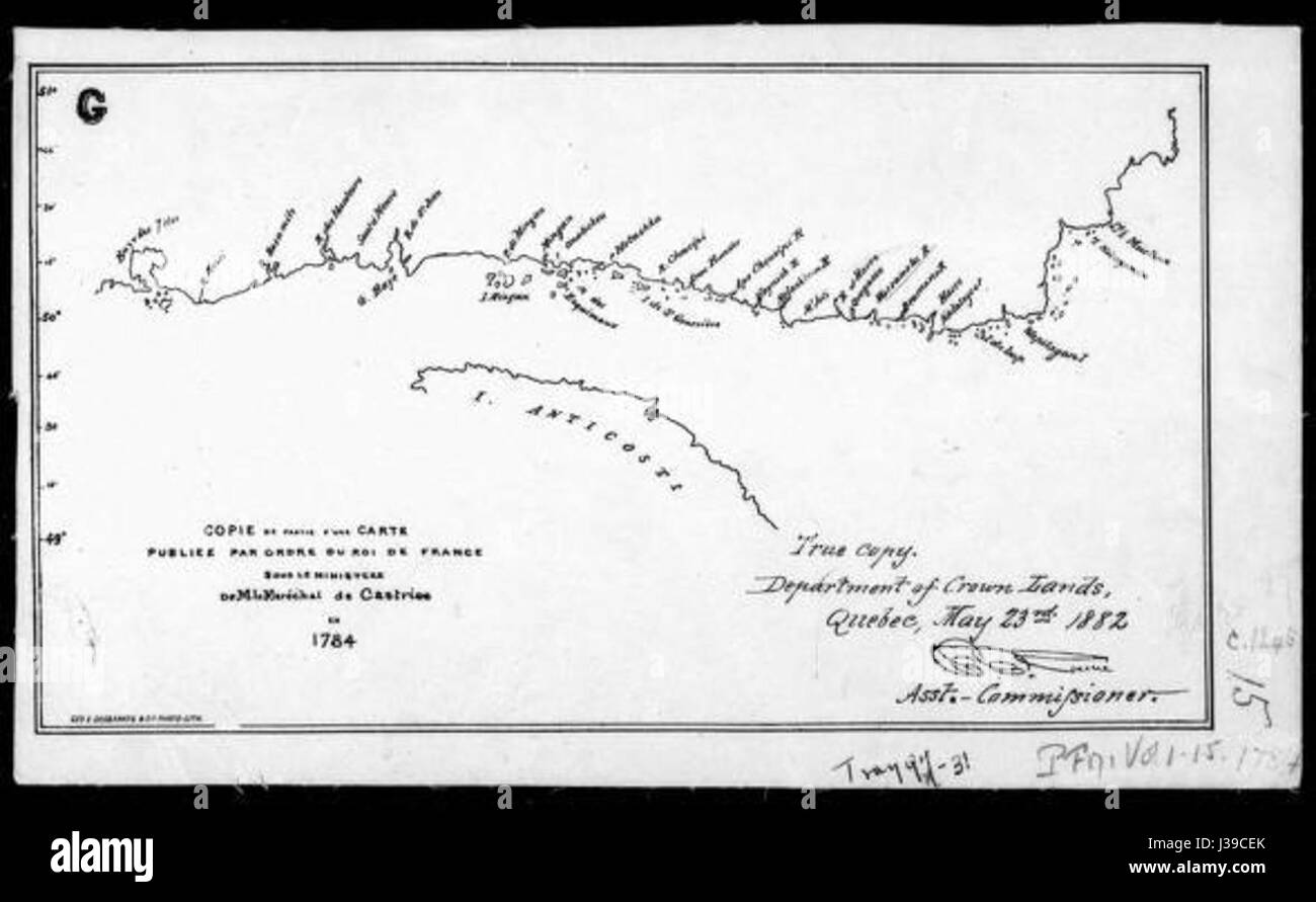 The Crown Lands map of Quebec from 1784 illustrates the land divisions ...