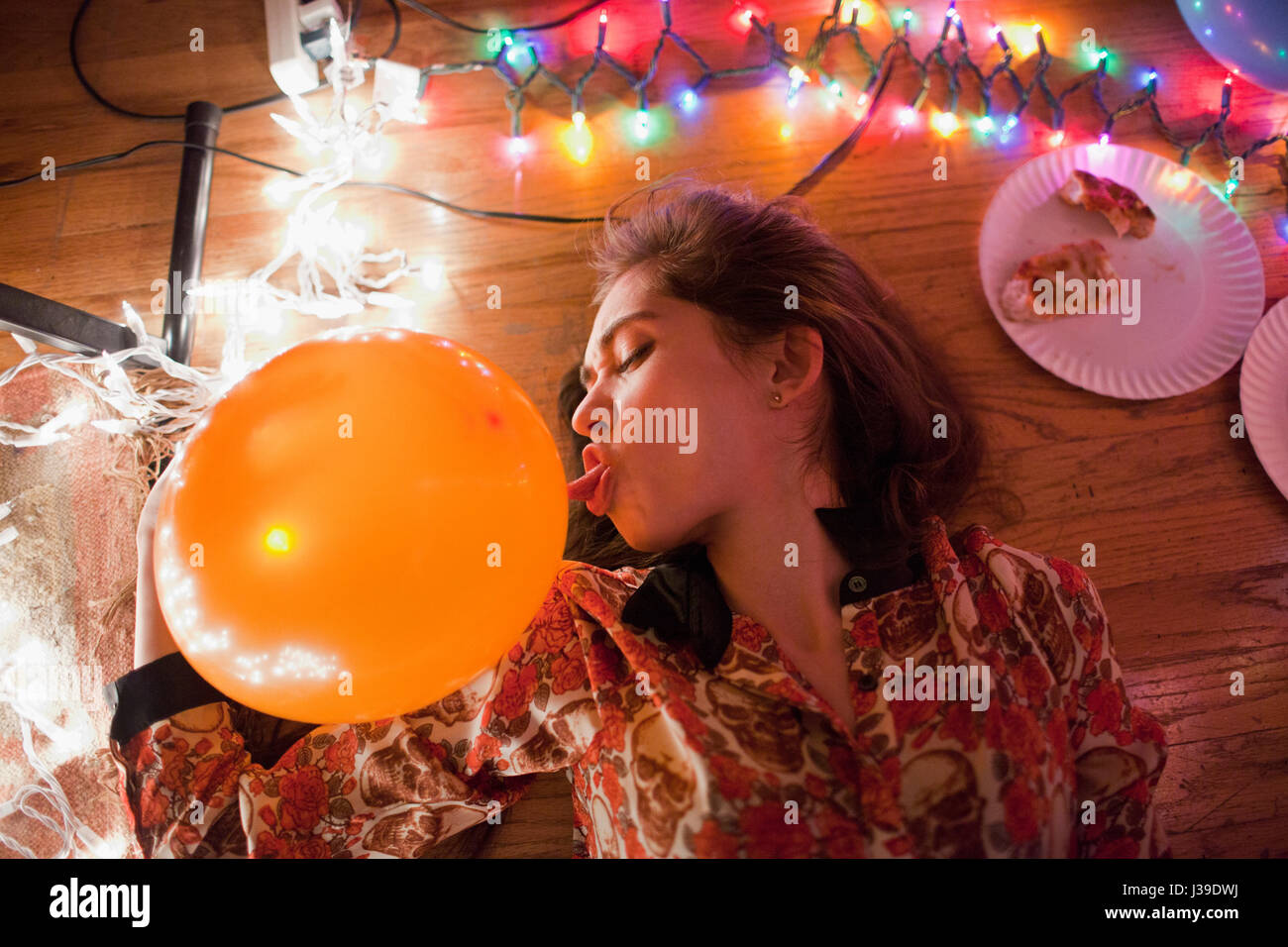 Female portrait party lights hi-res stock photography and images - Alamy