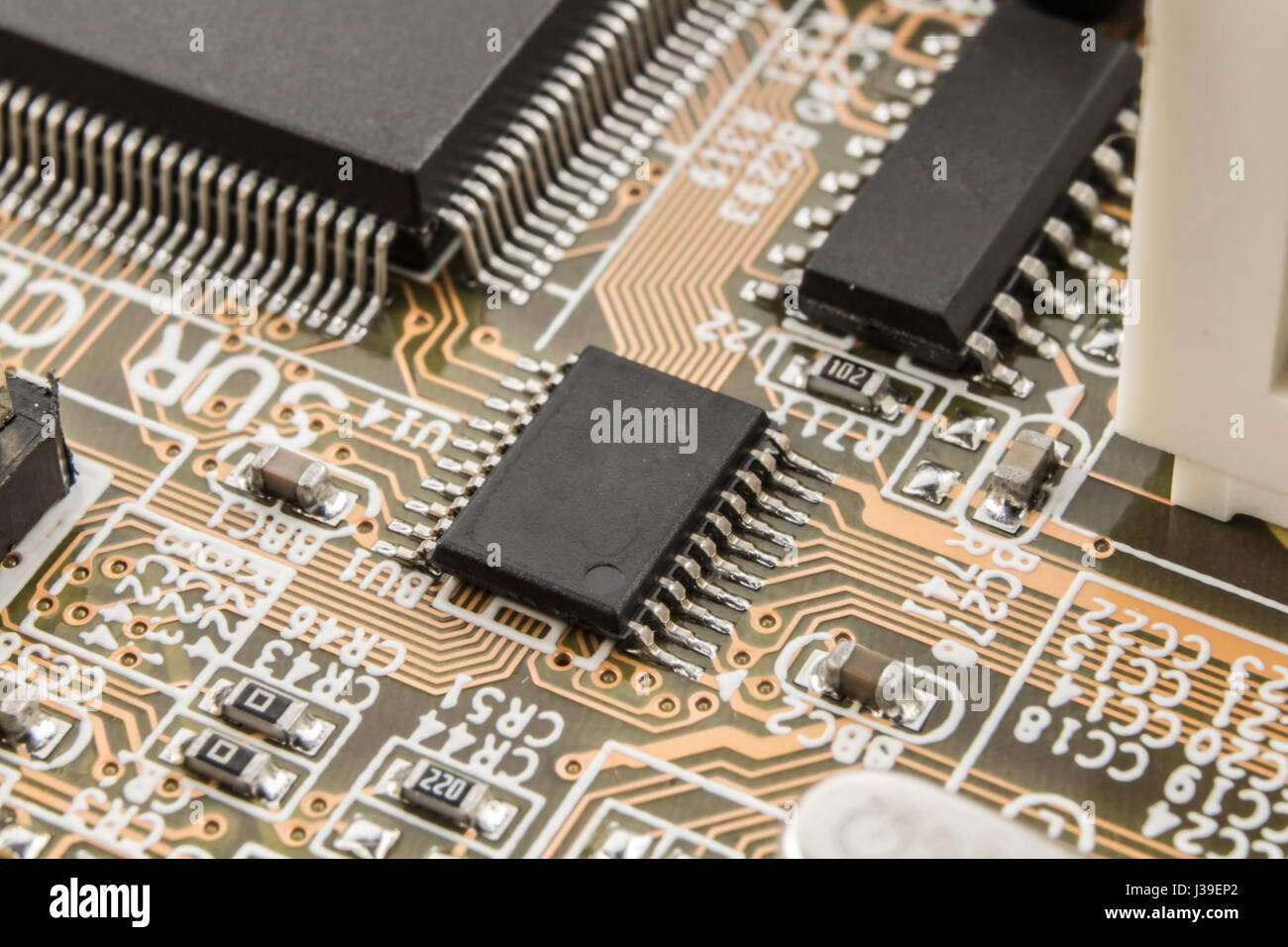 chip on a circuit board computer macro Stock Photo - Alamy