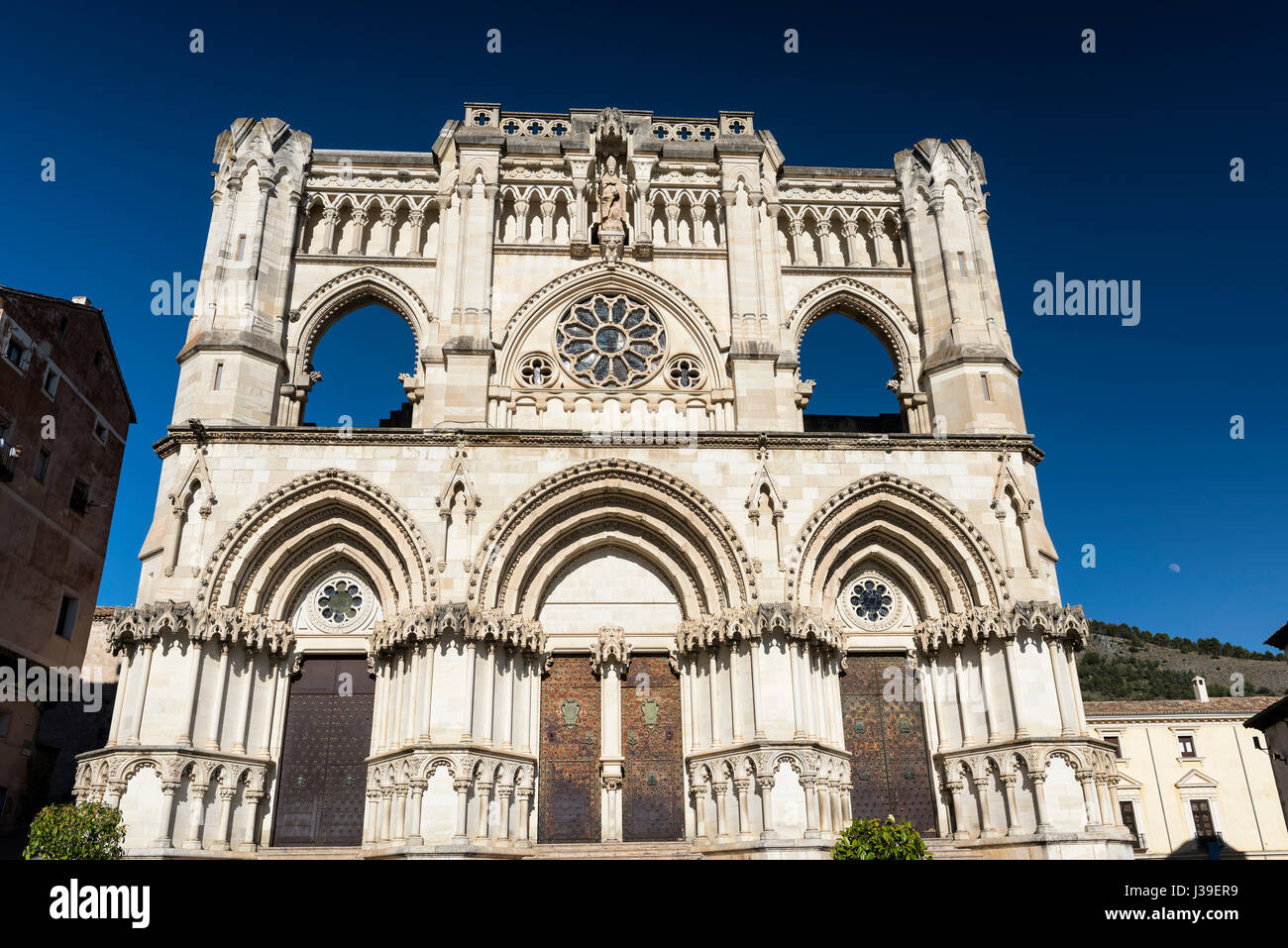 Cuenca (Castilla-La Mancha, Spain), facade of the medieval cathedral ...