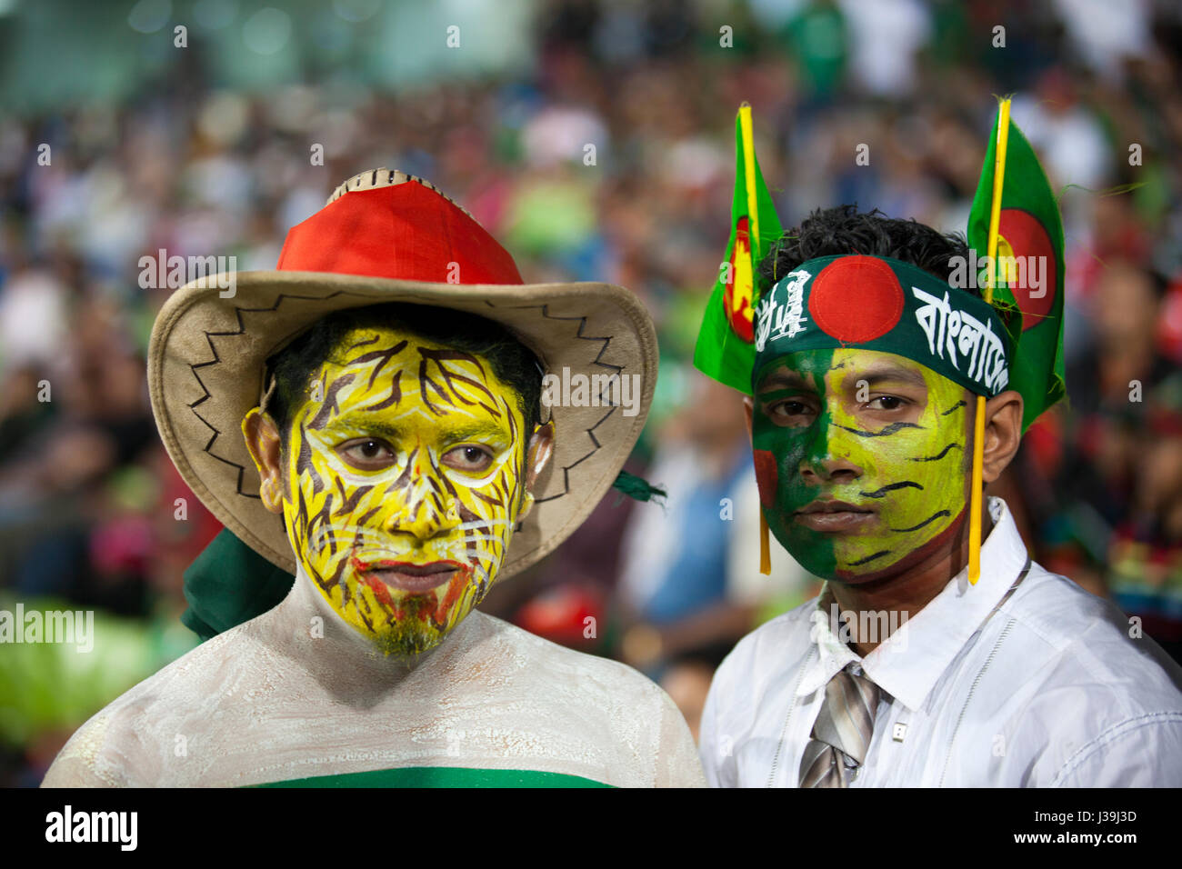 Jubilant cricket fans during the match of the 10th ICC Cricket World ...