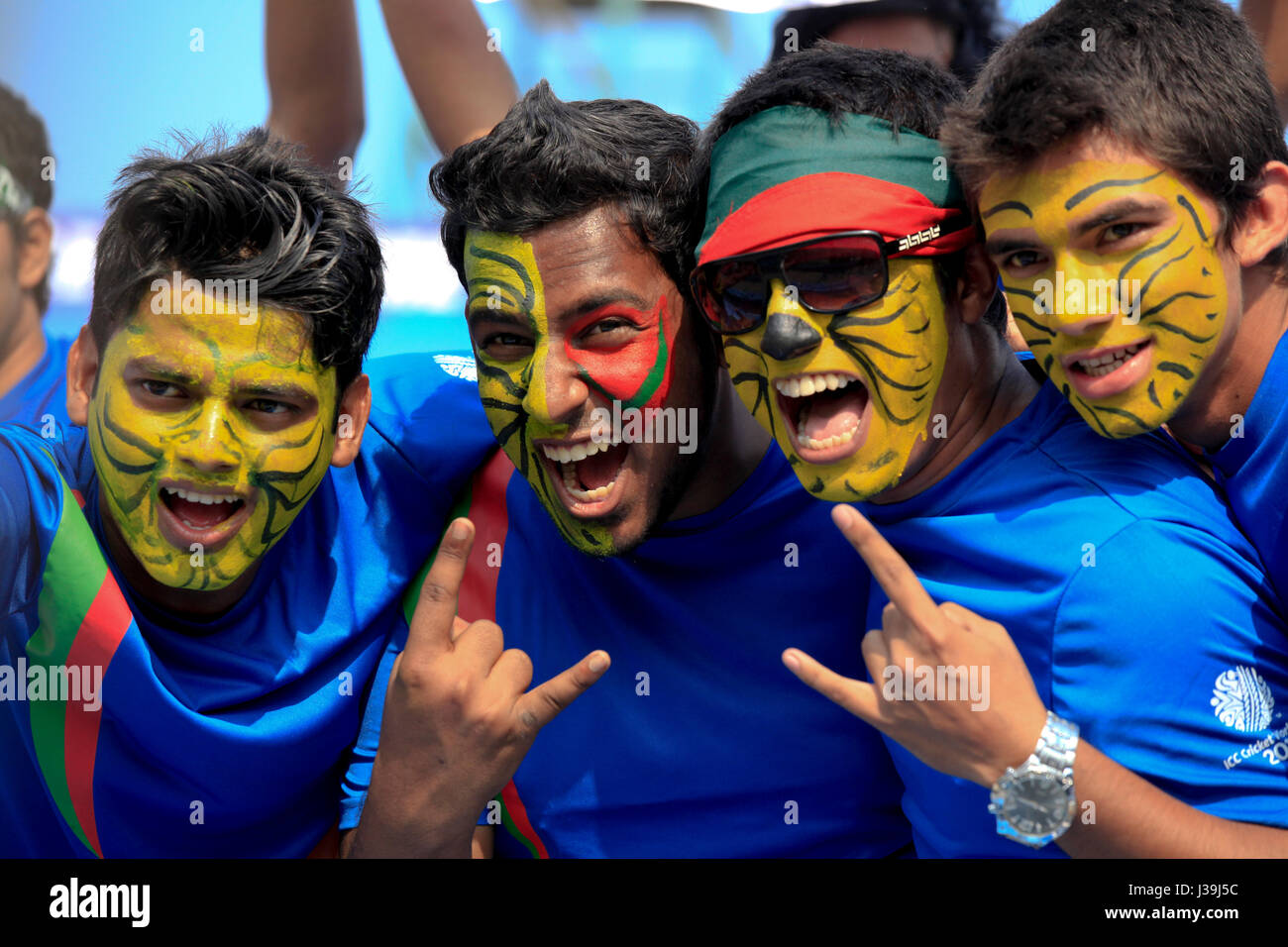 Jubilant cricket fans during the match of the 10th ICC Cricket World ...