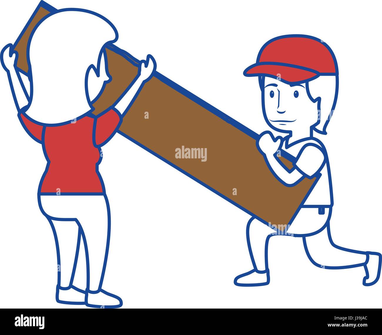 Worker helping woman Stock Vector Images - Alamy