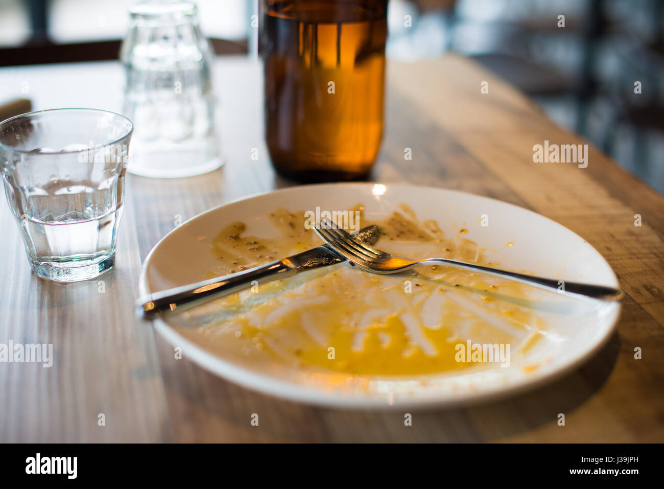 empty plate left after dinner Stock Photo - Alamy