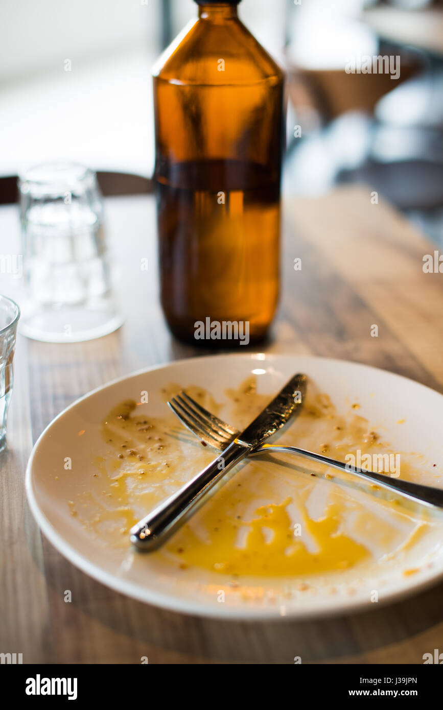 empty plate left after dinner Stock Photo - Alamy