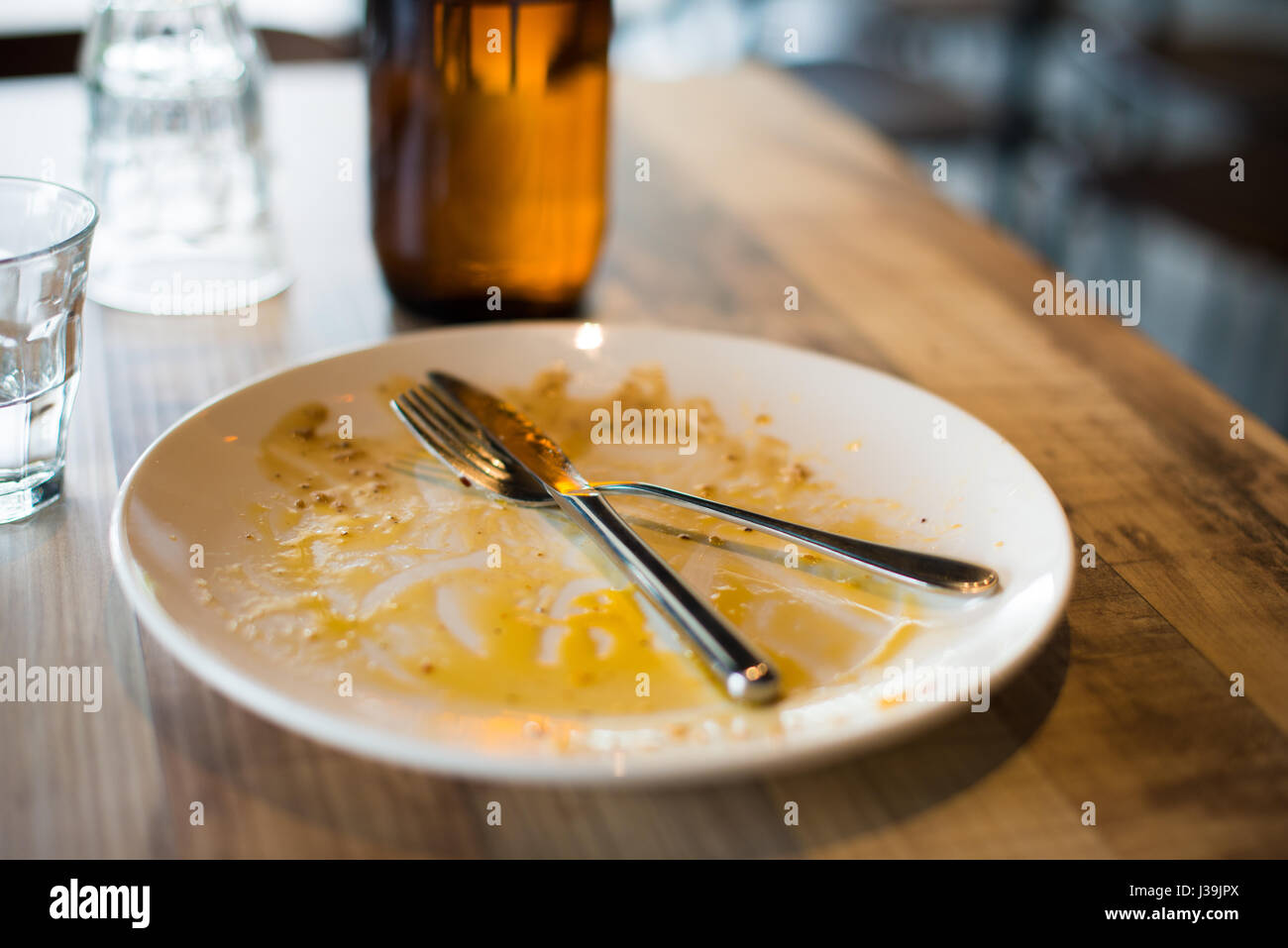 empty plate left after dinner Stock Photo - Alamy