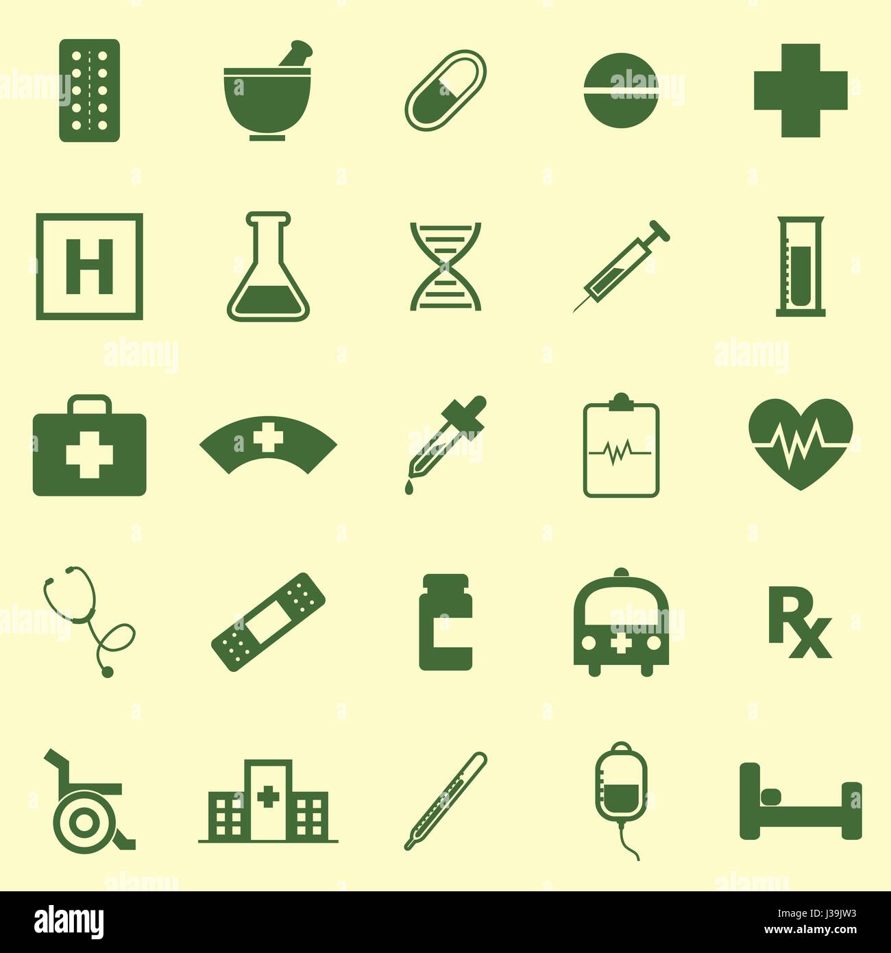 Pharmacy color icons on yellow background, stock vector Stock Vector ...
