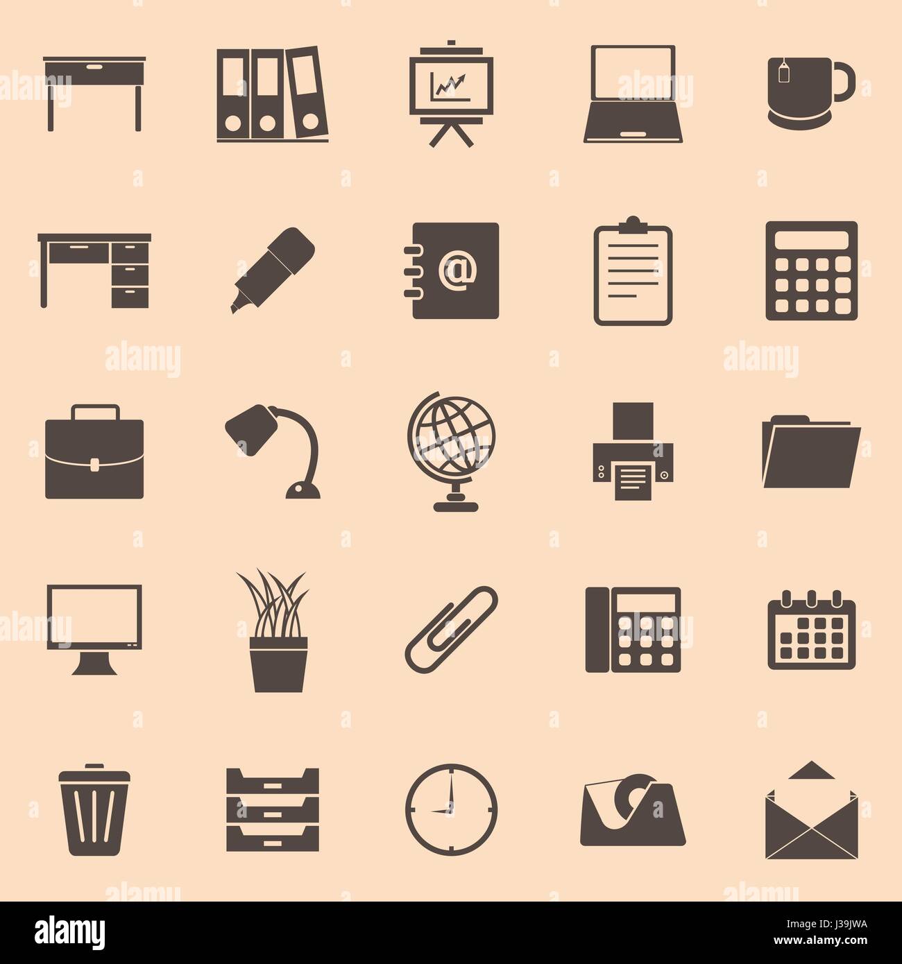 Workspace color icons on brown background, stock vector Stock Vector ...