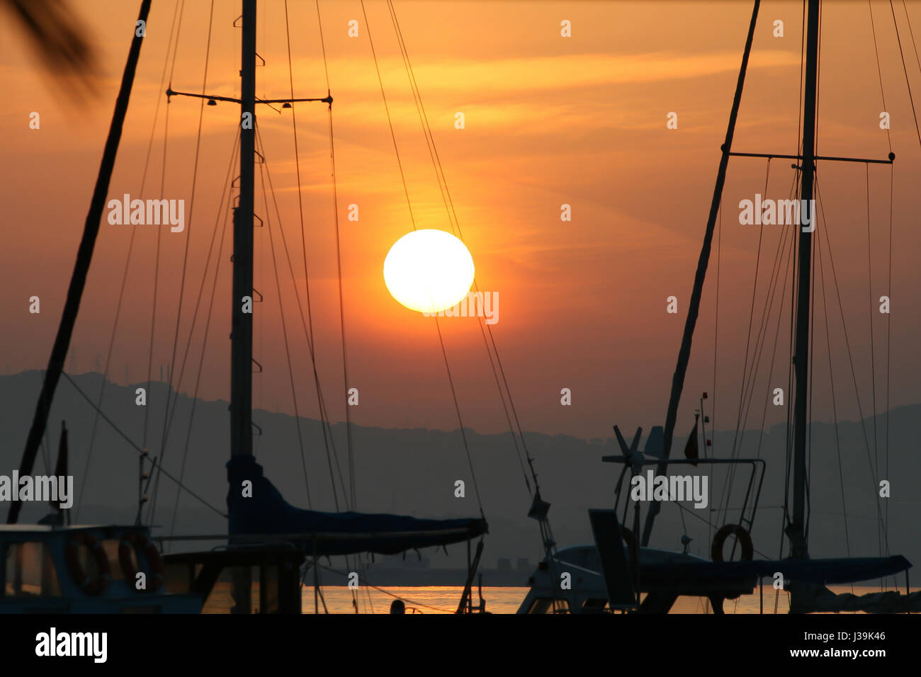 Summer Sunset Over Harbour Stock Photo - Alamy