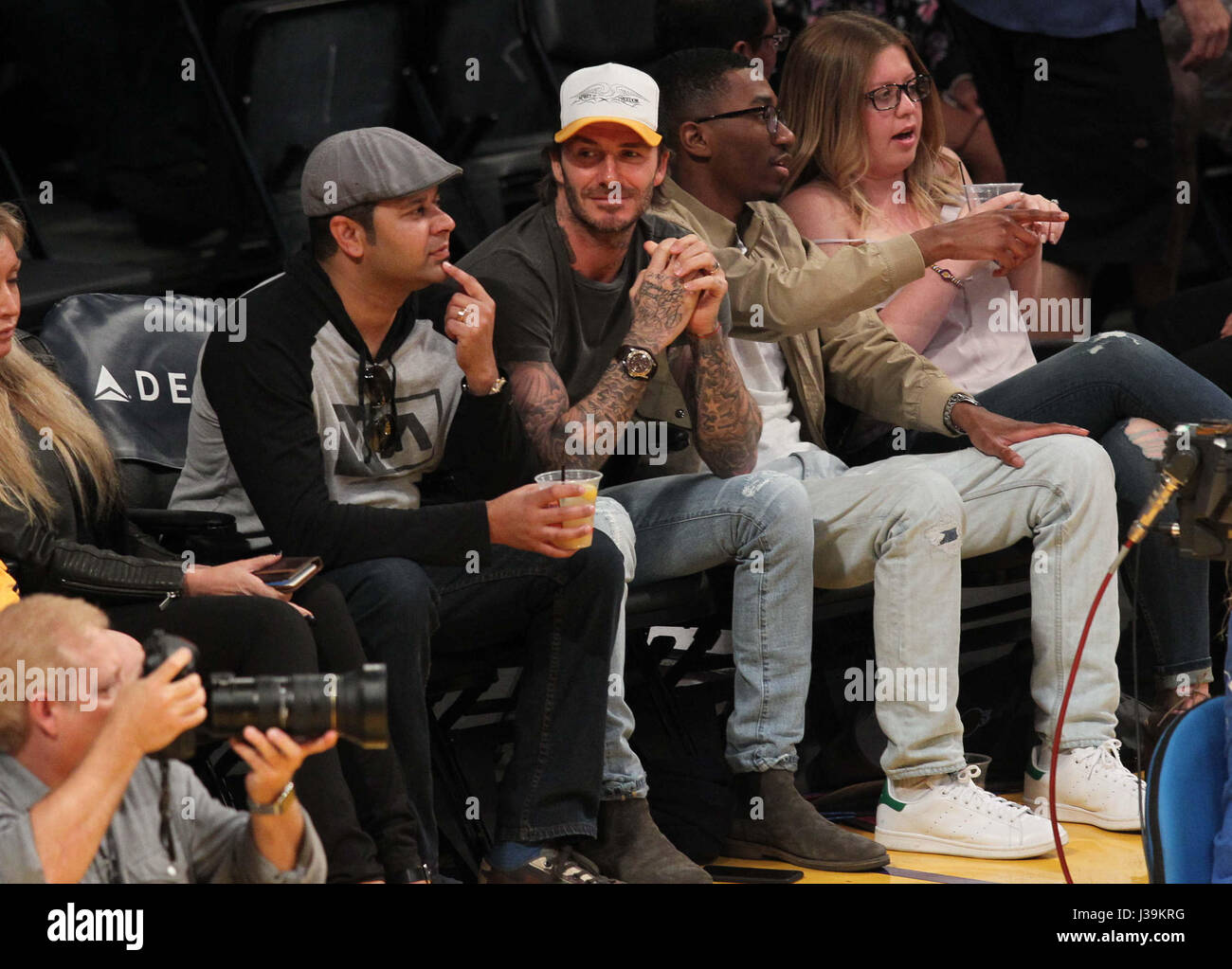 Celebrities watch the Los Angeles Lakers Featuring: David Beckham Where ...