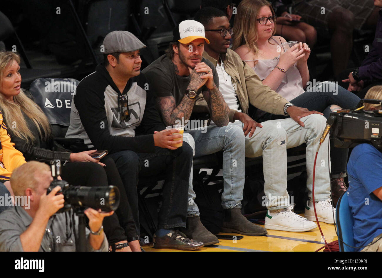 Celebrities watch the Los Angeles Lakers Featuring: David Beckham Where ...