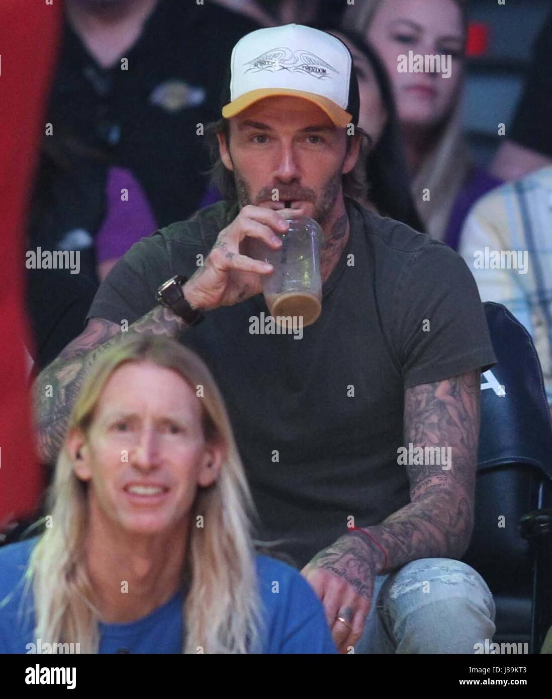 Celebrities watch the Los Angeles Lakers Featuring: David Beckham Where ...