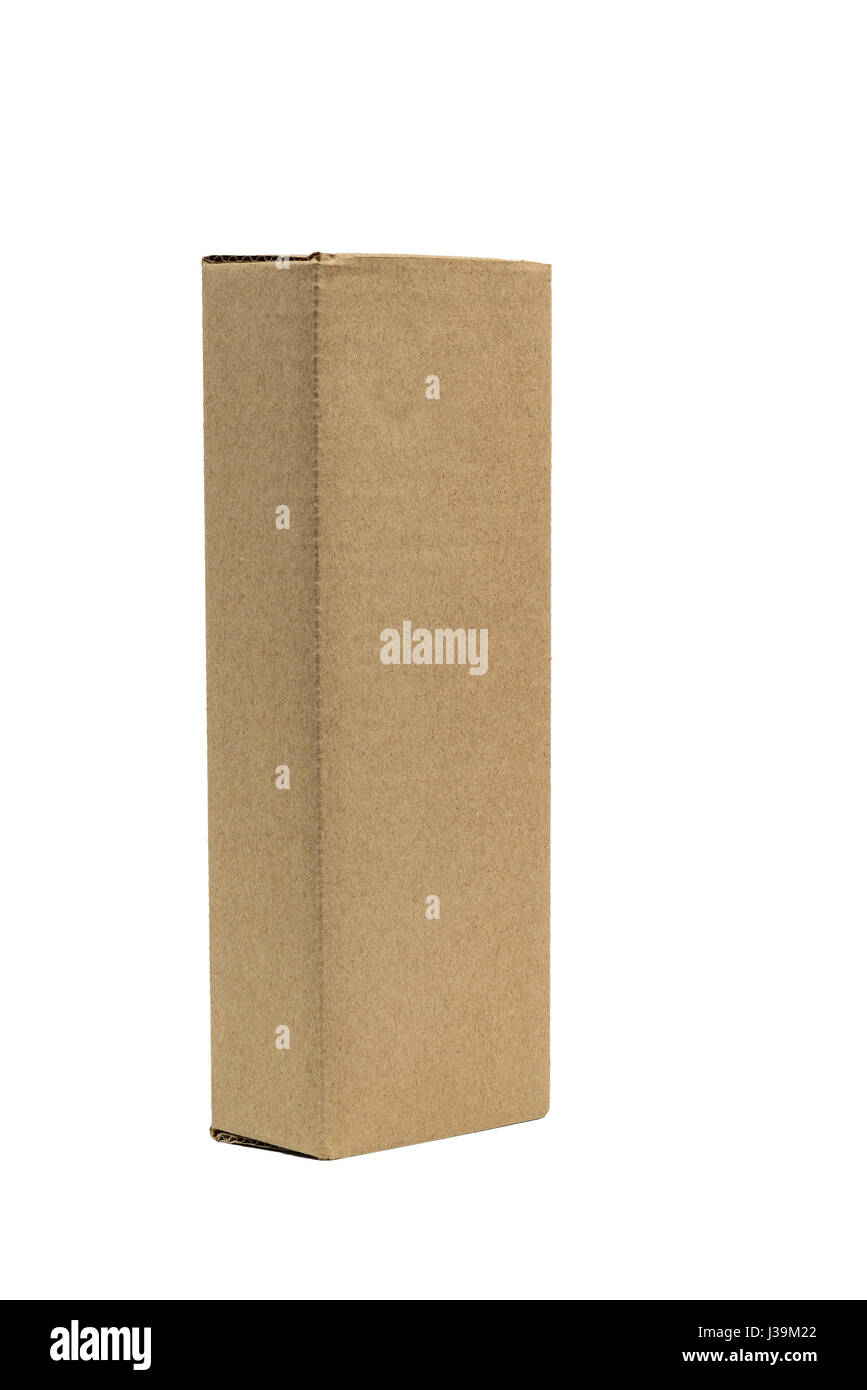 Long rectangle closed brown cardboard box packaging blank template in ...