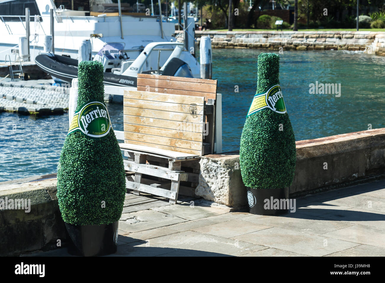 Giant perrier water bottles made of bush leaves at Elizabeth Bay ...