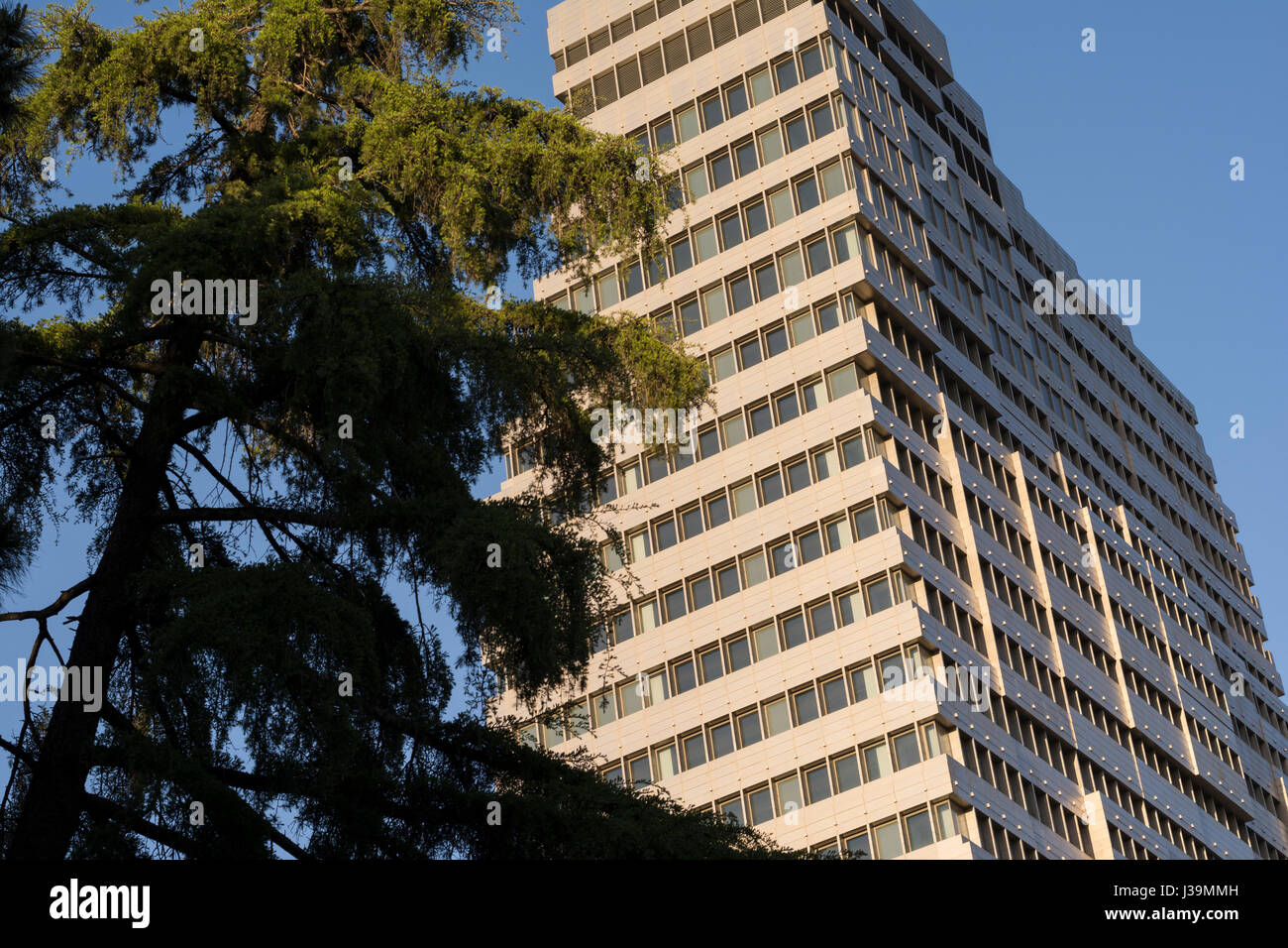TEHRAN, IRAN-April 21, 2016 Modern office building in Tehran from low ...
