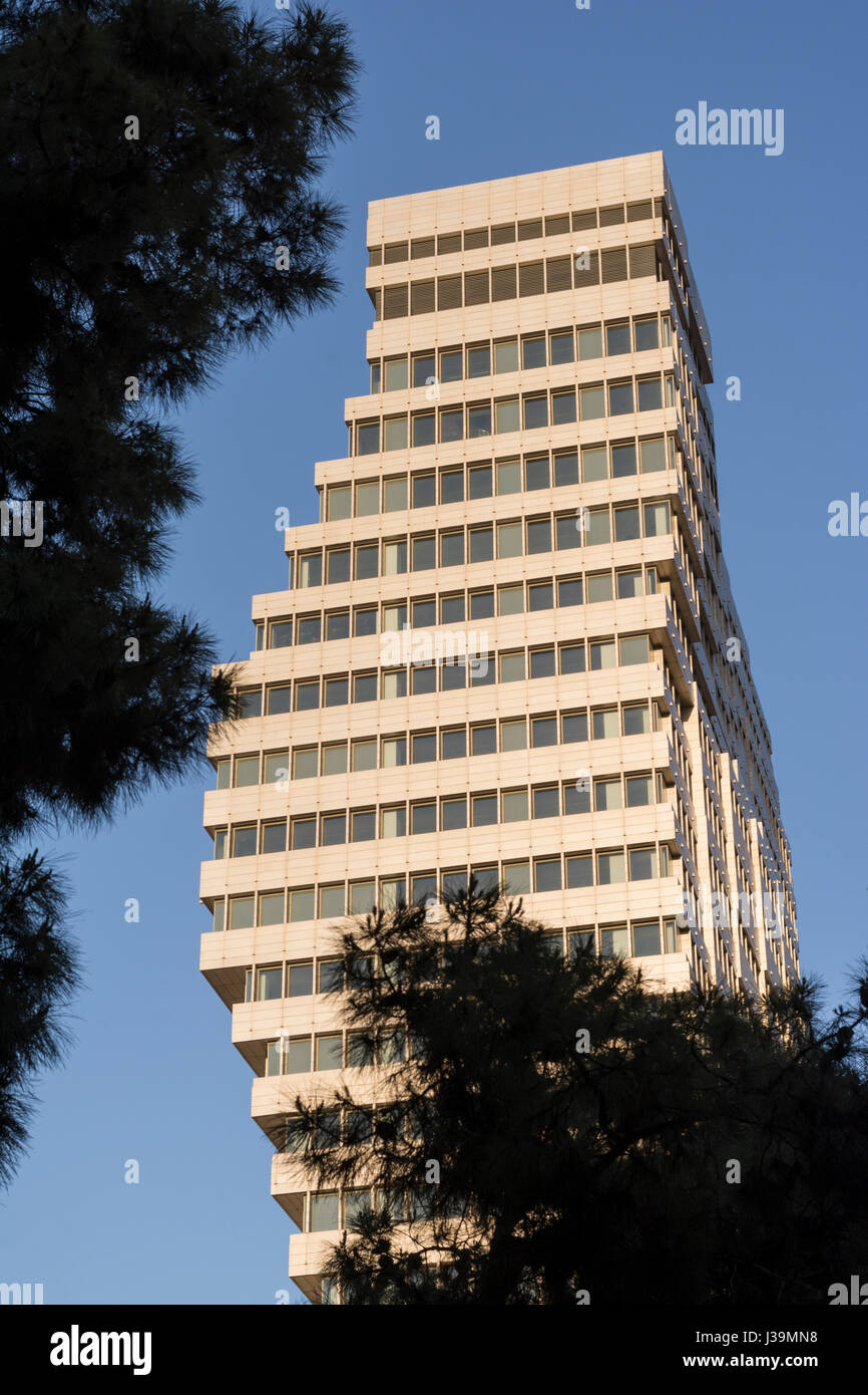 TEHRAN, IRAN-April 21, 2016 Modern office building in Tehran from low ...