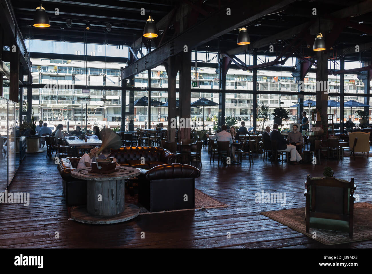 Interior of Pier 8 Café, Walsh Bay, Sydney Stock Photo - Alamy