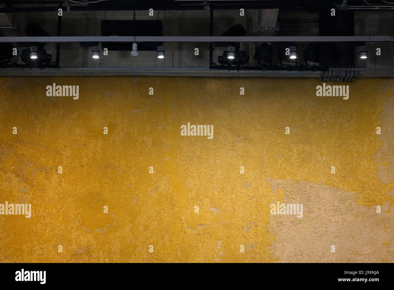 empty yellow wall with light for exhibition room background Stock Photo ...