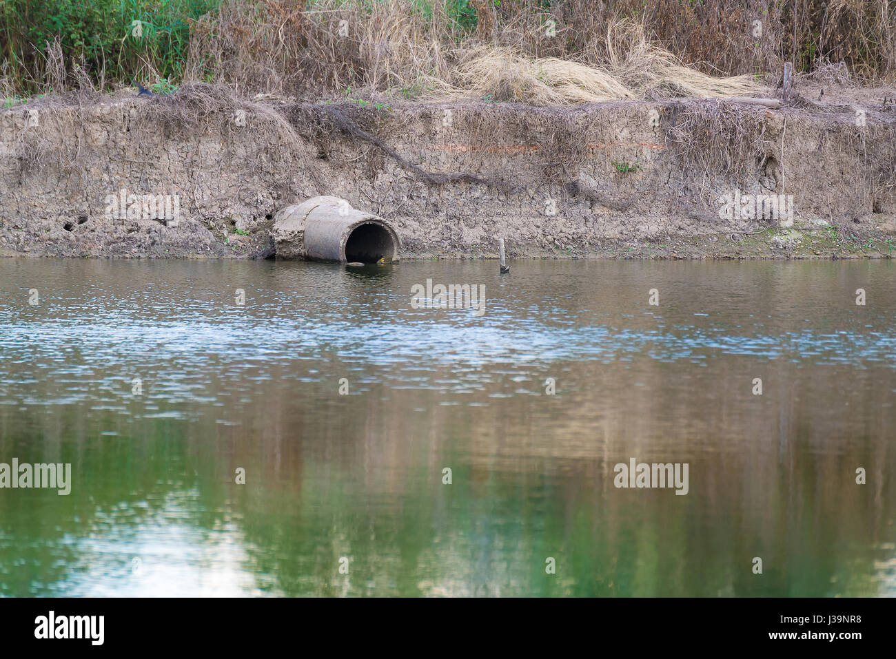 Old concrete drain water in fish farms, drainage and irrigation system ...