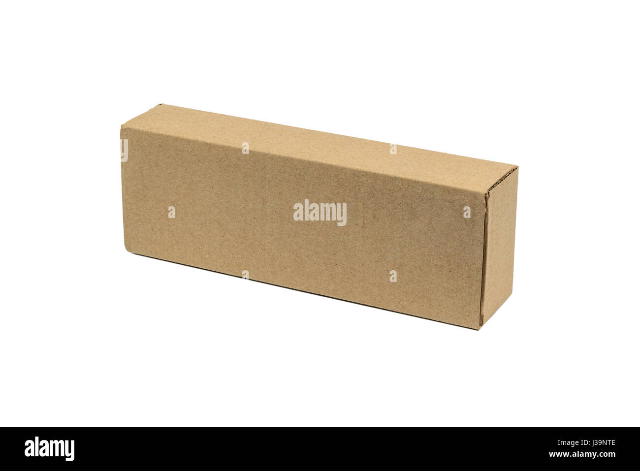 Long rectangle closed brown cardboard box packaging blank template in ...