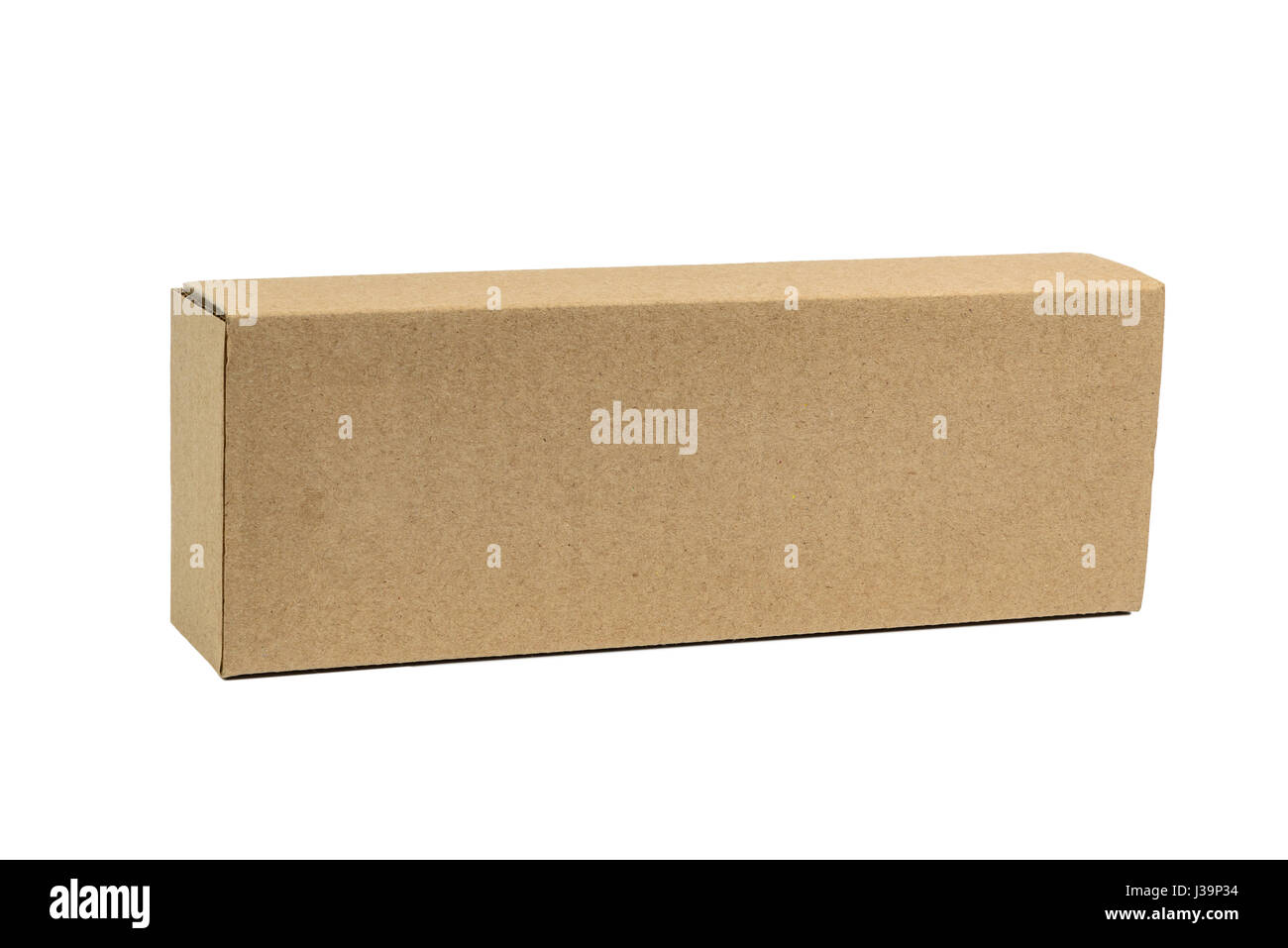 Long rectangle closed brown cardboard box packaging blank template in ...