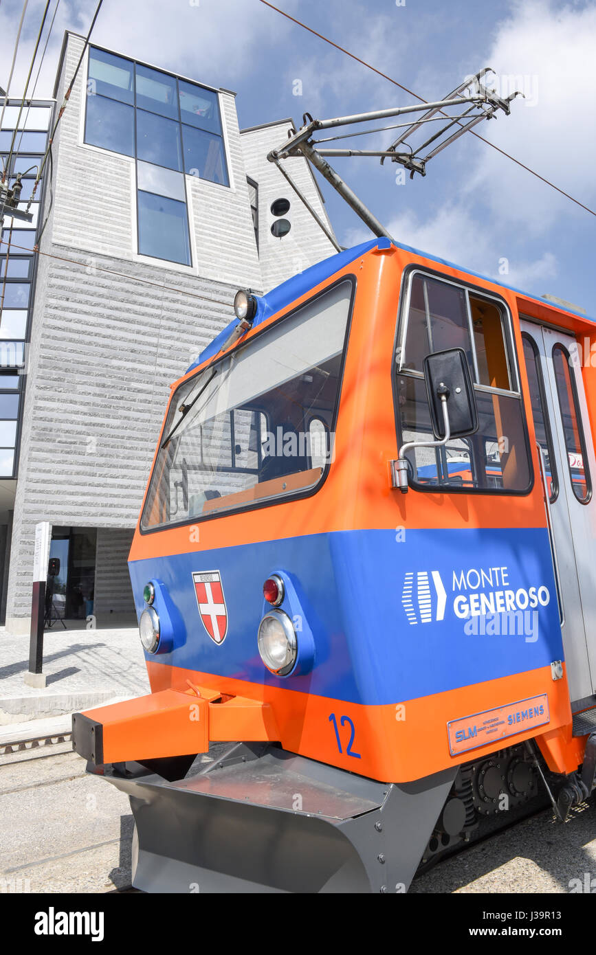 Monte Generoso, Switzerland - 8 April 2017: Tourists in the rack train ...