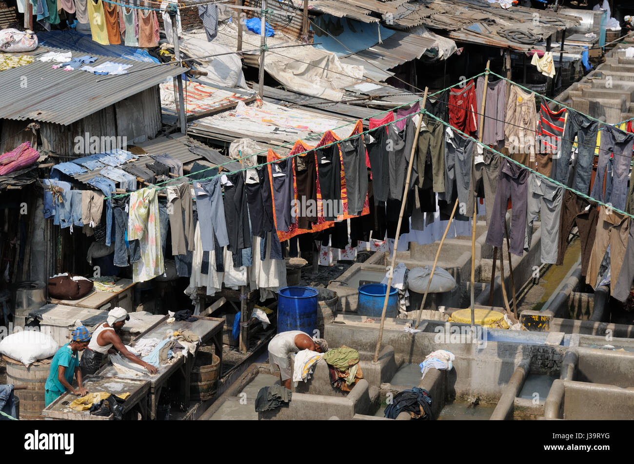 MUMBAI, INDIA - MARCH 25: People at Dhobi Ghat, the world's largest ...