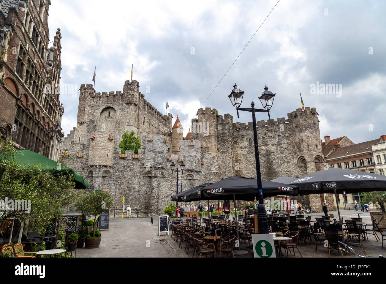 GENT, BELGIUM - JULY 6, 2016 : Exterior view of medieval castle named ...