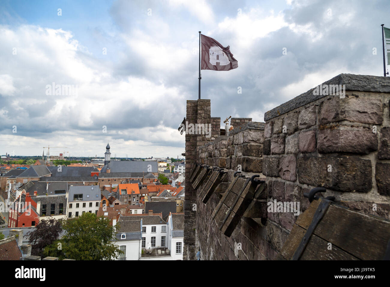 GENT, BELGIUM - JULY 6, 2016 : Exterior view of medieval castle named ...