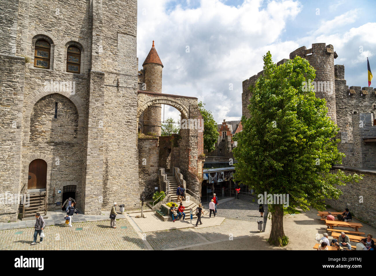 GENT, BELGIUM - JULY 6, 2016 : Interior view of medieval castle named ...