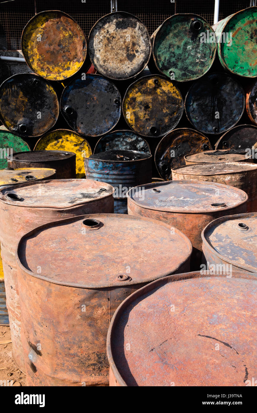 empty oil barrels Stock Photo - Alamy