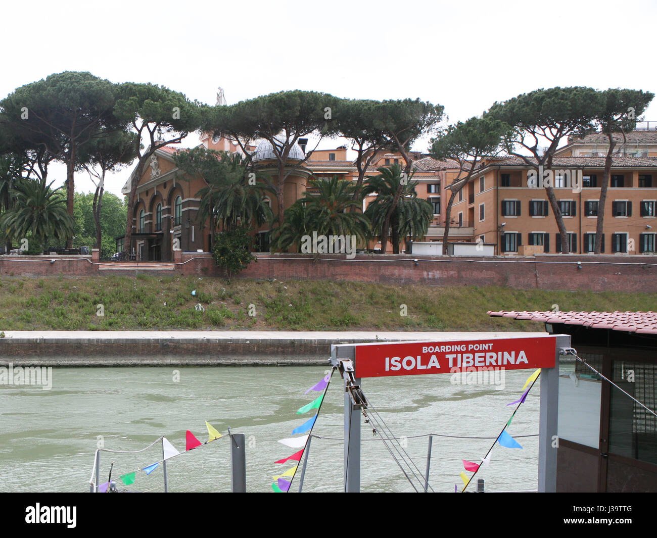 Tiber Island boarding point on the river Tiber, Rome, Italy Stock Photo ...