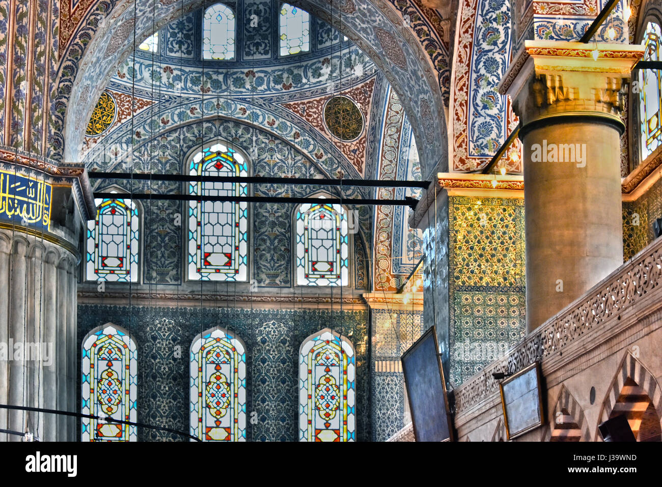 Interior of Sultan Ahmed Mosque or Blue Mosque in Istanbul, Turkey ...