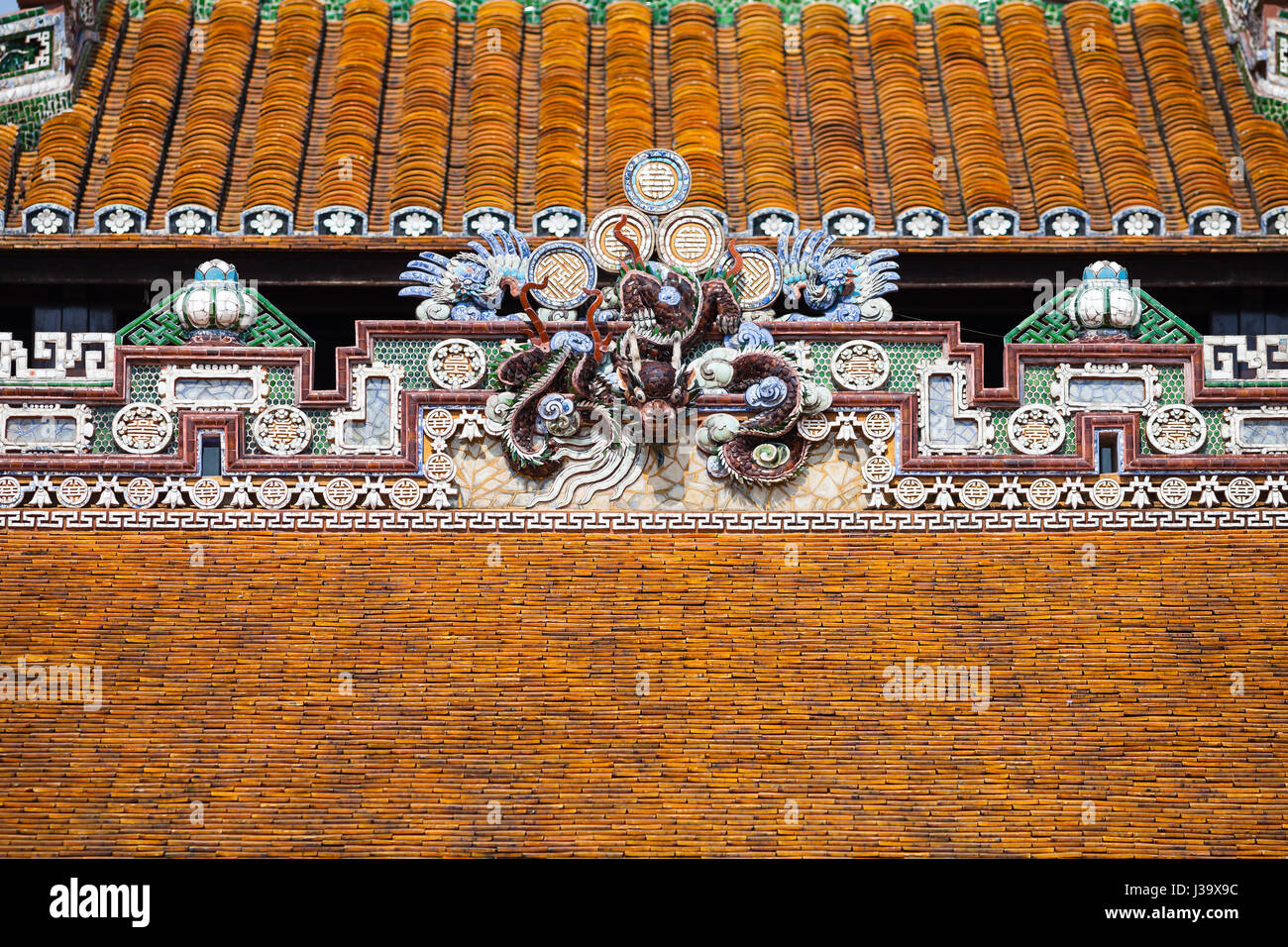 Decorative roof ends, Imperial City (Imperial Citadel), Hue, Vietnam ...
