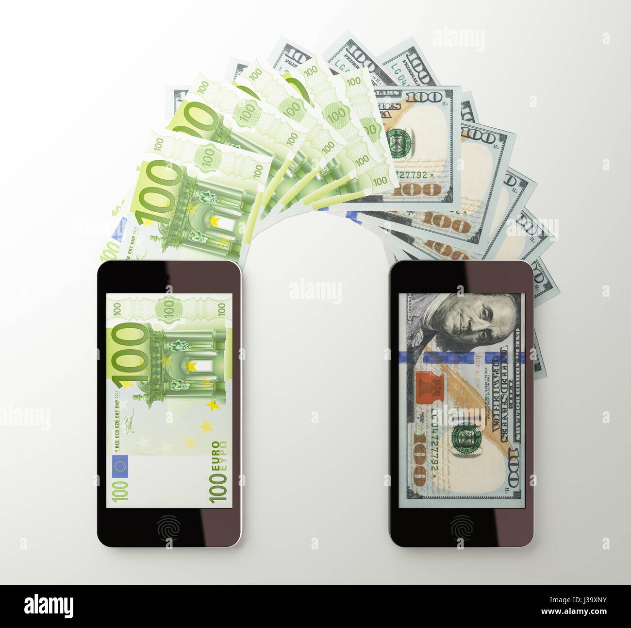 International mobile money transfer with smart phone, Euro to American ...