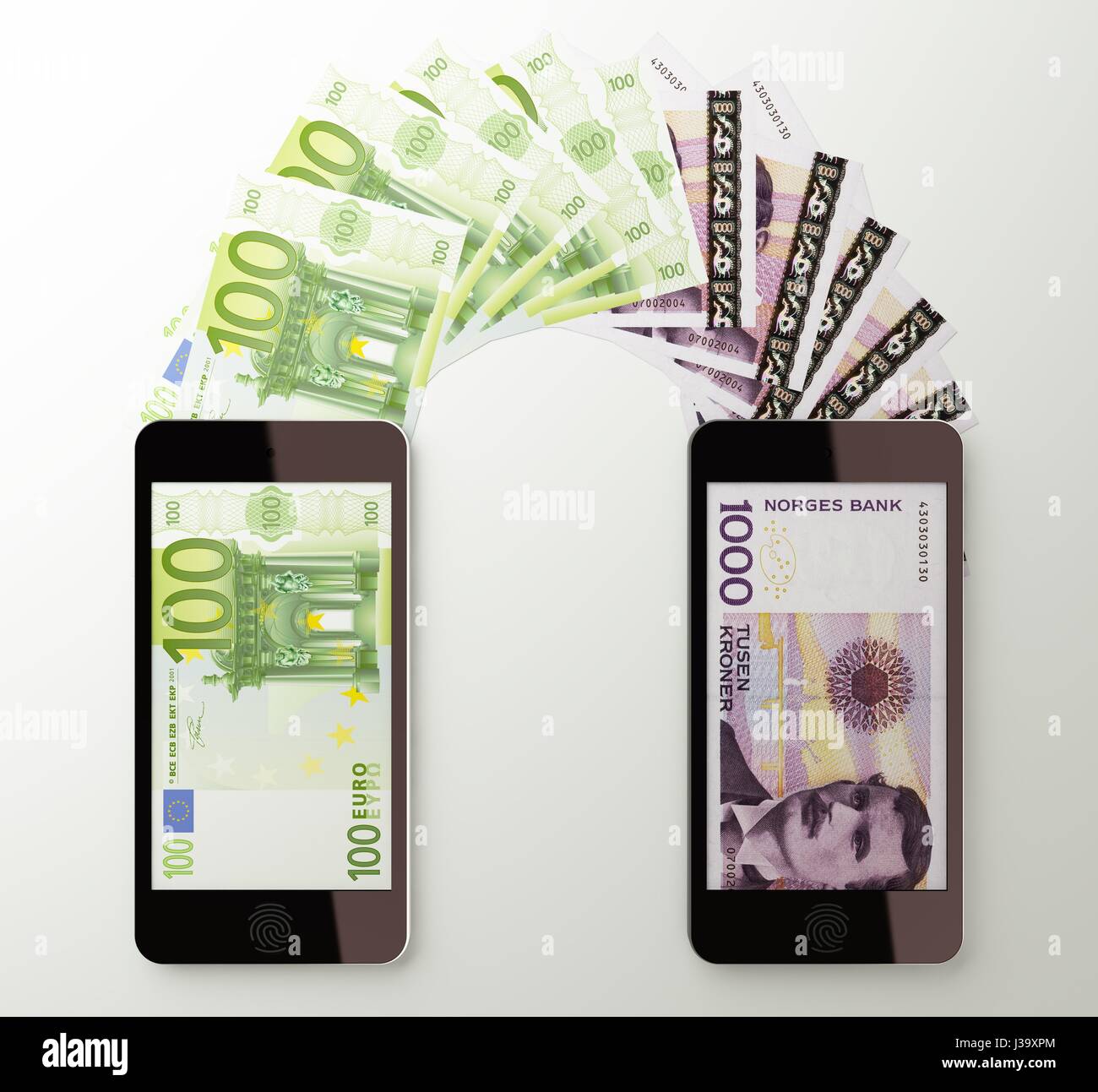 International mobile money transfer with smart phone, Euro to Norwegian ...