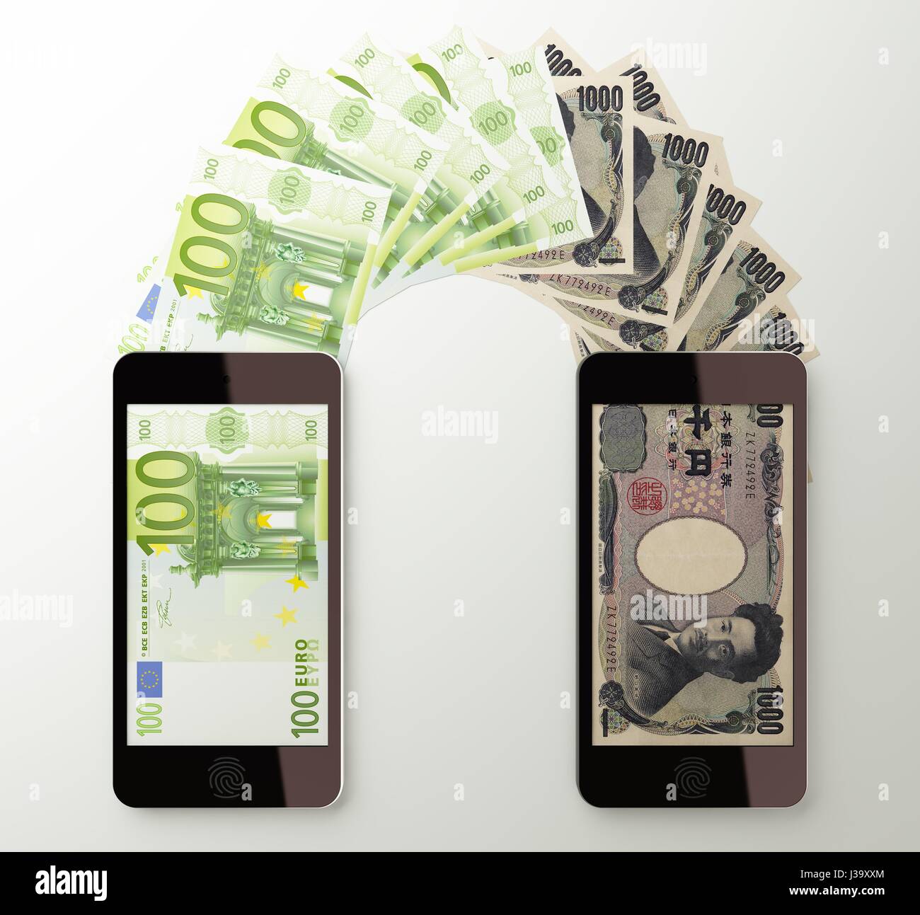 International mobile money transfer with smart phone, Euro to Japanese ...