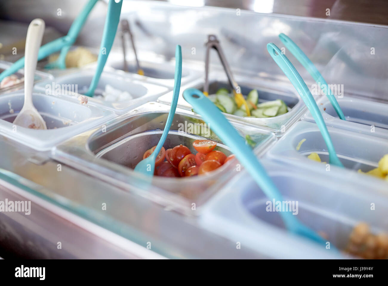 containers with food at restaurant kitchen Stock Photo - Alamy