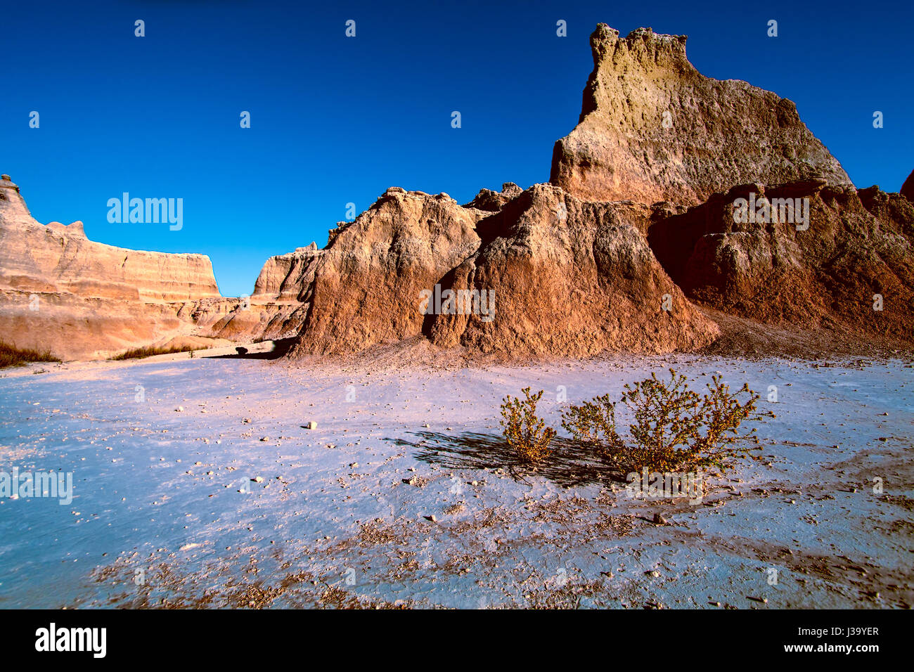 Sparse landscape in the Badlands National Park in South Dakota Stock ...