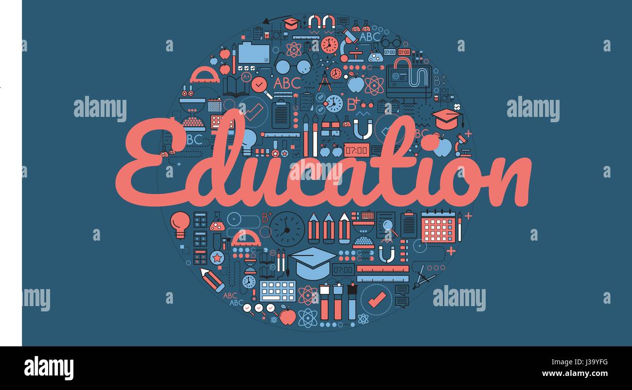 Vector ilustration. Education desing with school icons. Education ...