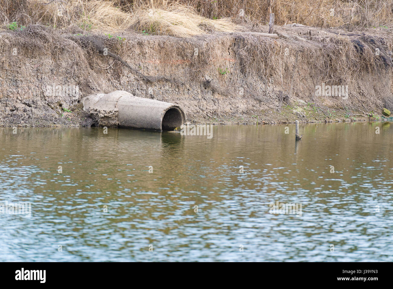 Old concrete drain water in fish farms, drainage and irrigation system ...