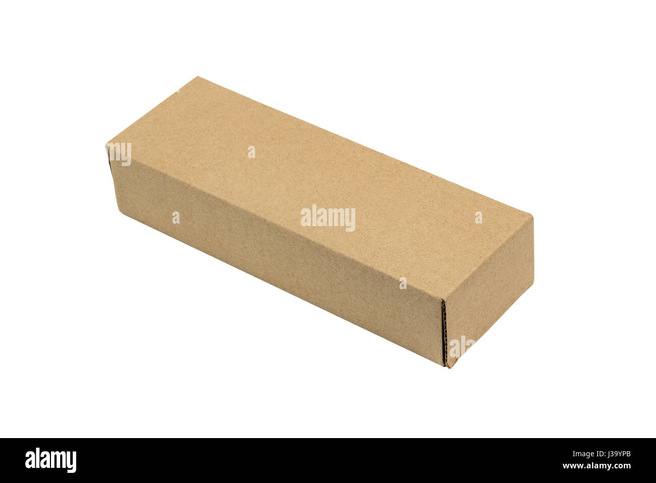Long rectangle closed brown cardboard box packaging blank template in ...