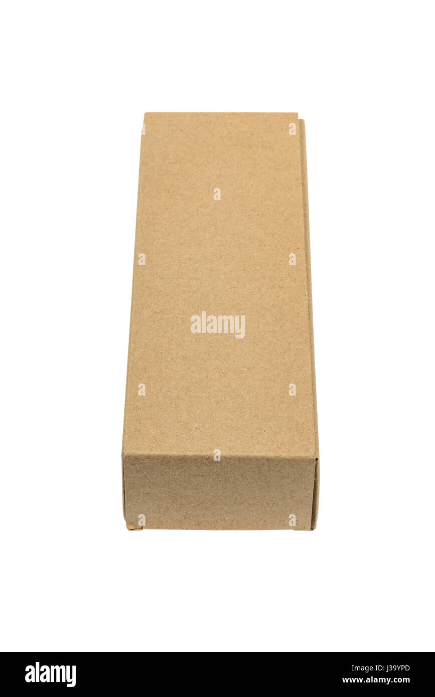 Long rectangle closed brown cardboard box packaging blank template in ...