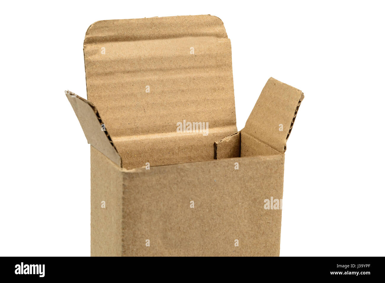 Long rectangle opened brown cardboard box packaging blank template in ...