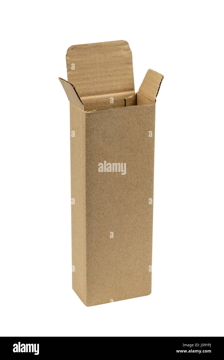 Long rectangle opened brown cardboard box packaging blank template in ...