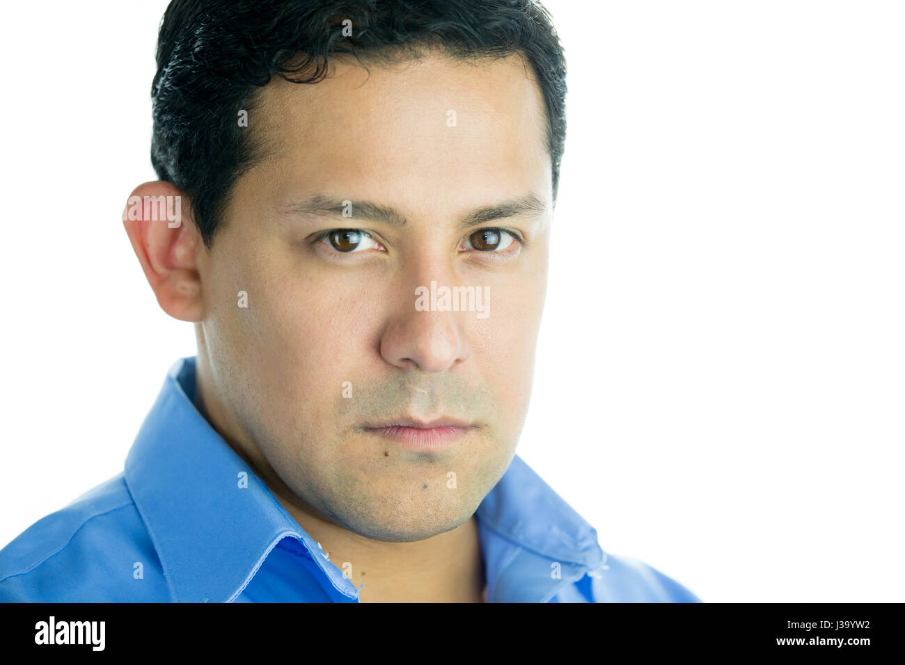 Closeup portrait of confident actor, headshot, isolated white ...