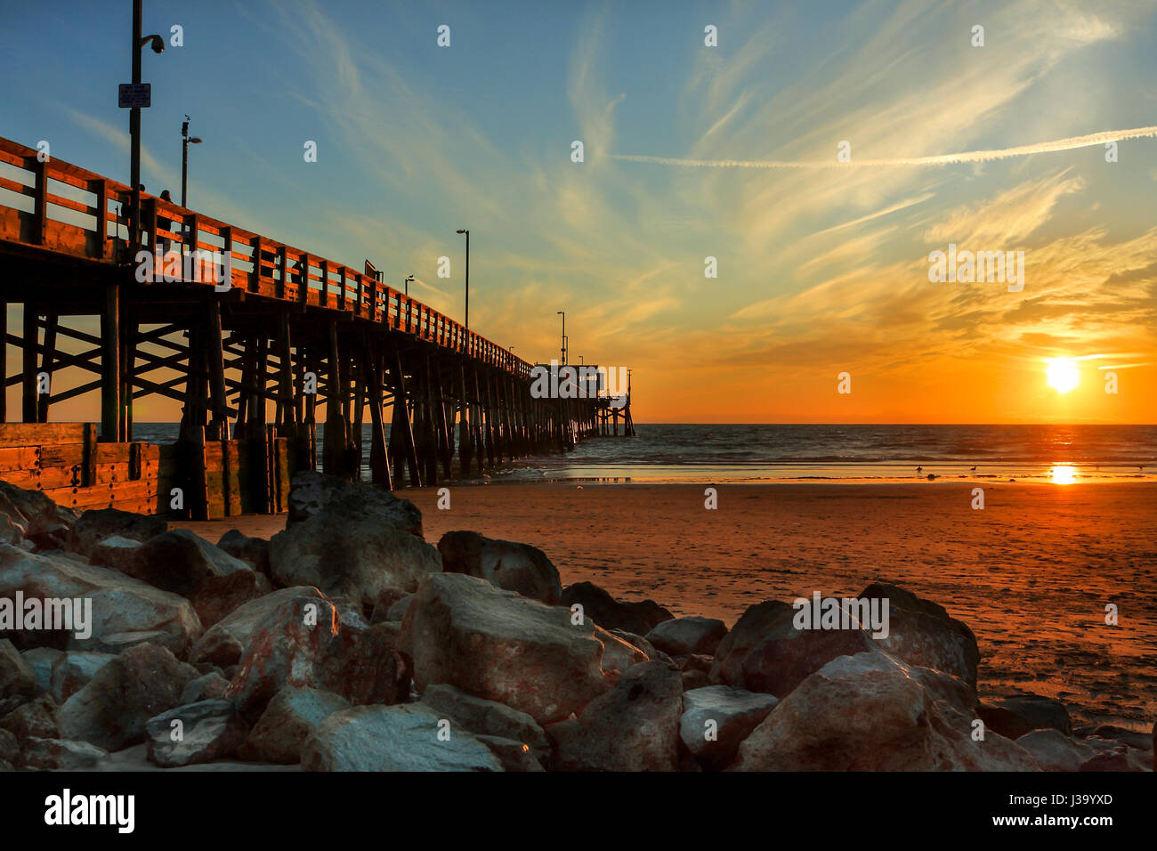 Sunset at Newport beach pier, California Stock Photo - Alamy