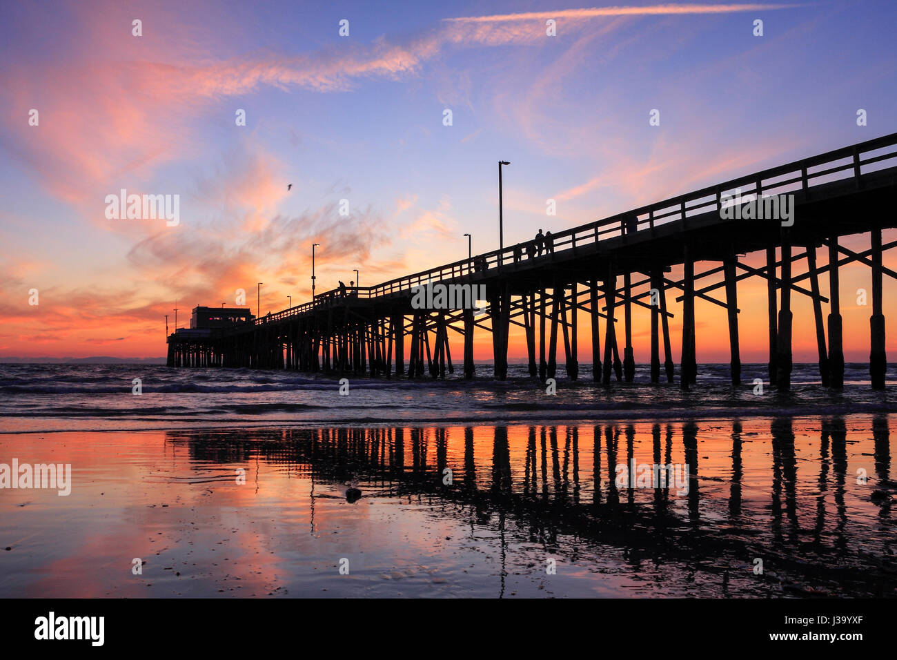 Sunset at Newport beach pier, California Stock Photo - Alamy
